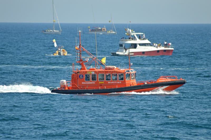 Lifeboat with Yachts and Sailing Boats in Blue Sea Editorial Photo ...