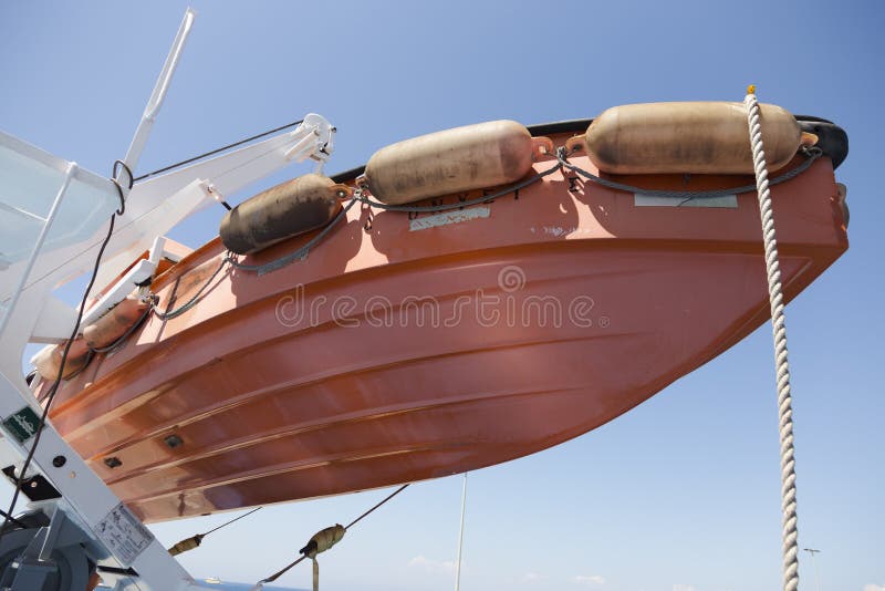 Lifeboat on a ferry stock image. Image of life, raft - 83438515