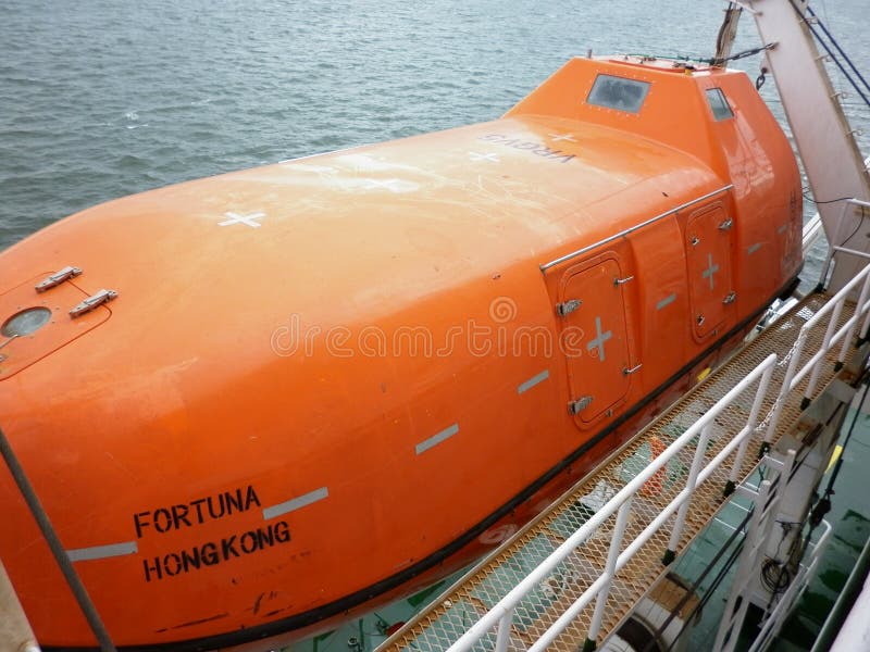 Lifeboat on board. stock image. Image of armed, armoured - 104016889
