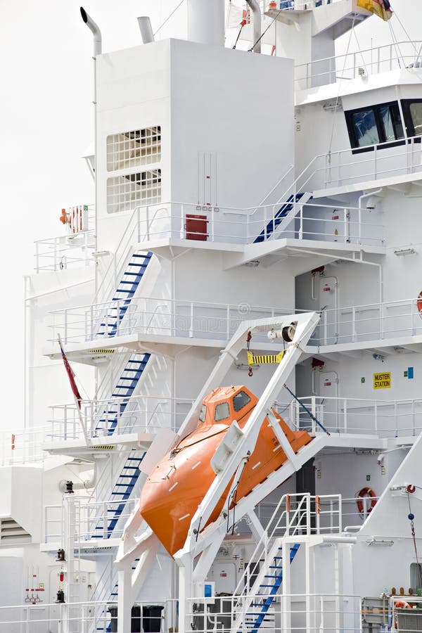 Lifeboat Modern on Cargo Ship Stock Photo - Image of steel, device: 6232720