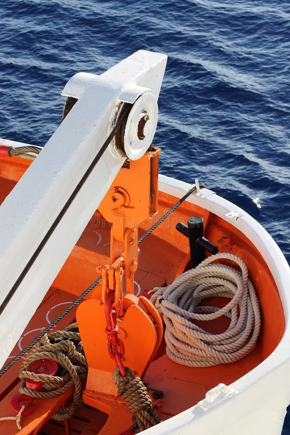 Lifeboat on a Passenger Ship, View of the Trigger Crane. Stock Image ...
