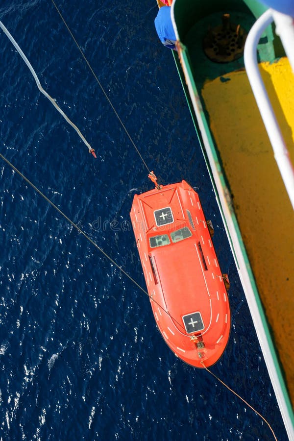 Lifeboat of roro vessel stock photo. Image of lower, saving - 93319938