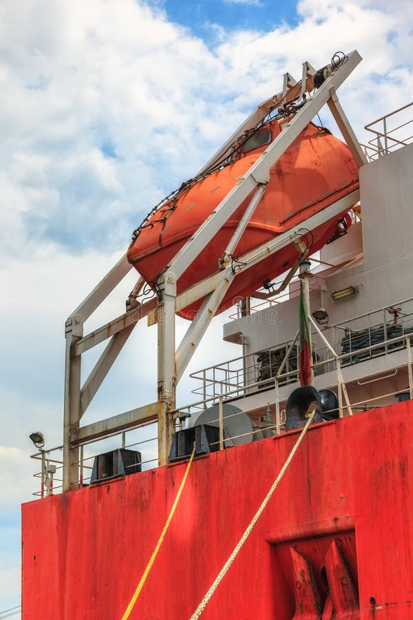 Lifeboat on a ship stock image. Image of environmental - 54356599