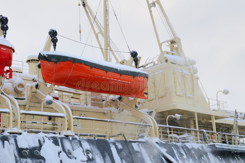 Lifeboat on side of ship stock photo. Image of transportation - 32629526