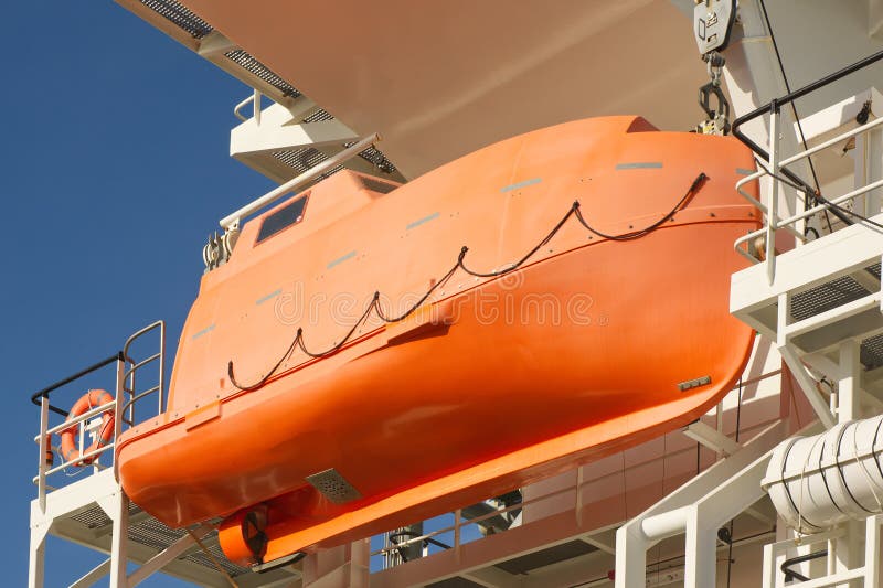 Lifeboat on side of ship stock photo. Image of safety - 313705642