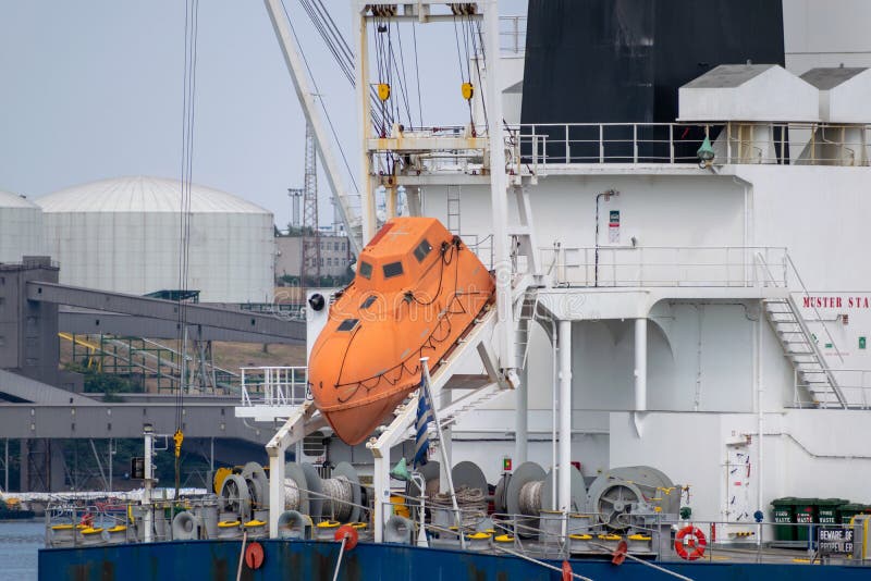 Lifeboat survival capsule stock photo. Image of maritime - 194626708