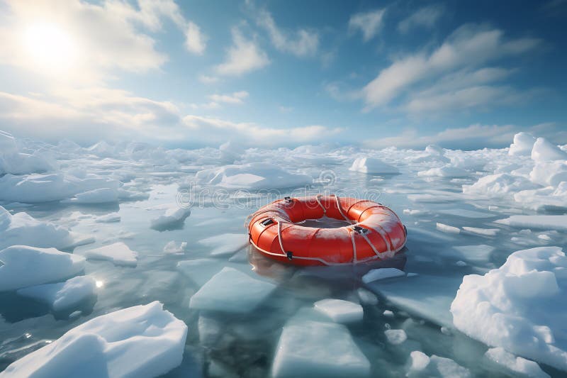 Lifebuoy Floating in the Sea, 3d Render Illustration Stock Illustration ...