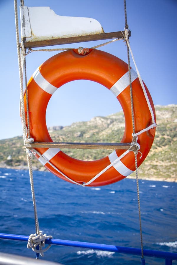 Lifebuoy Lifering On A Boat Stock Image - Image of preserver, security ...