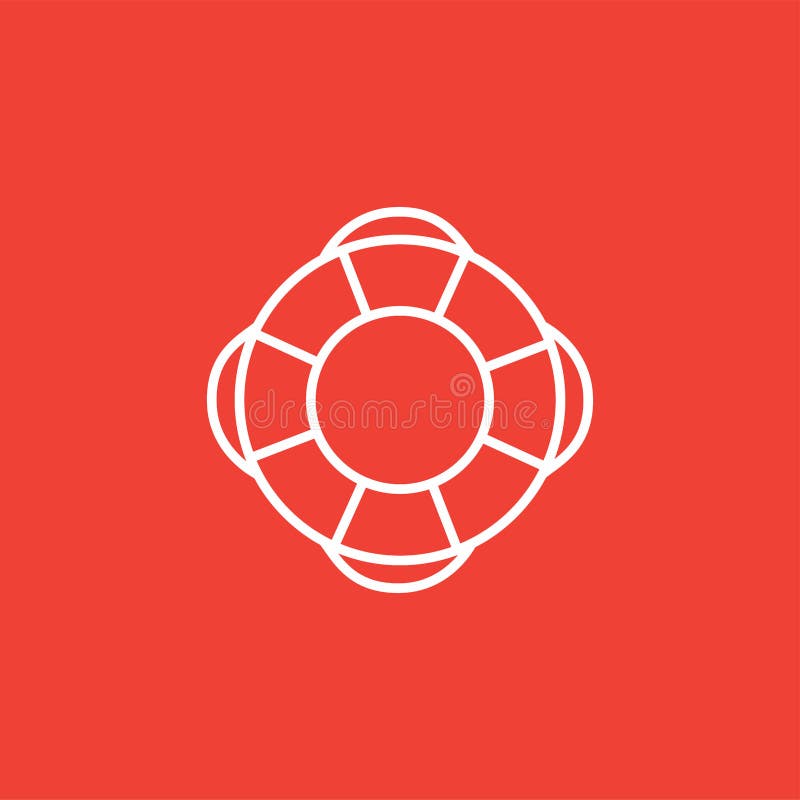 Lifebuoy Icon on Red Background. Red Flat Style Vector Illustration ...