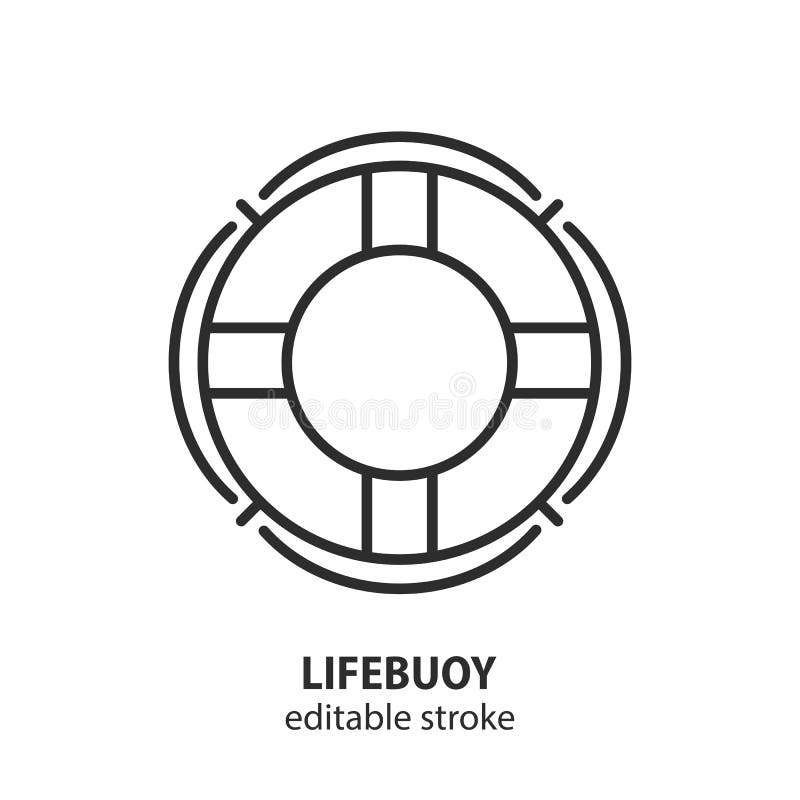 Lifebuoy Line Vector Icon. Life Saving Sign Stock Vector - Illustration ...