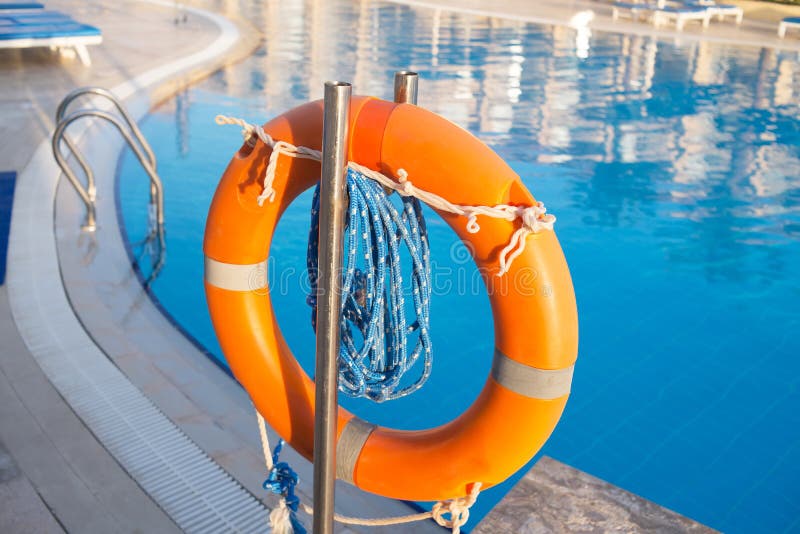 Lifebuoy by the Pool. Safety First. Travel Stock Photo - Image of ...