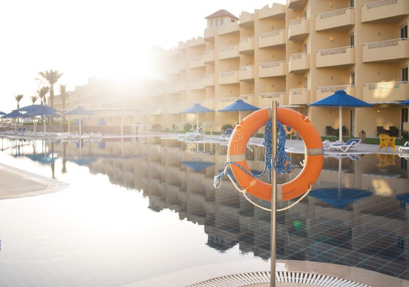 Lifebuoy by the Pool. Safety First. Travel Stock Photo - Image of ...