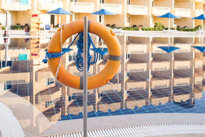 Lifebuoy by the Pool. Safety First, Travel Stock Image - Image of ...
