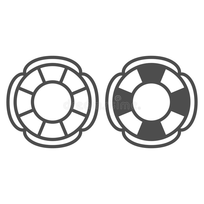 Lifebuoy Ring Line and Solid Icon, Human Rescue Concept. Vector ...