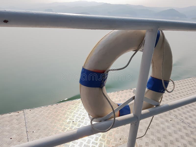 Rubber ring on a boat stock image. Image of beach, blue - 11165739