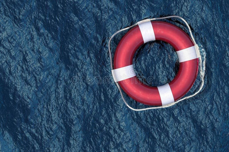 Lifebuoy in sea, 3D stock illustration. Illustration of rescue - 139000388