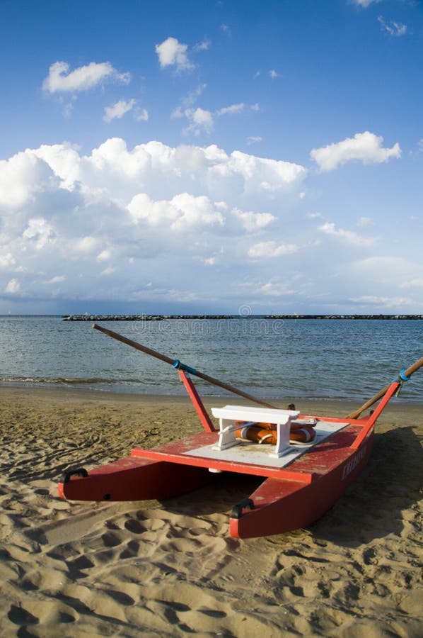 Lifeguard Boat On The Beach Stock Image - Image of jersey, safety: 15731513