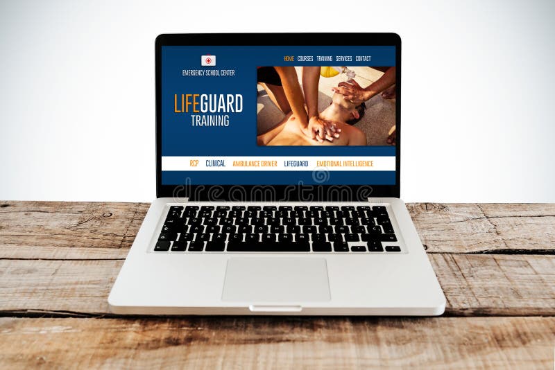 Lifeguard Training Website in a Laptop Computer Screen. Stock Image ...