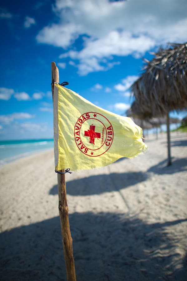 Lifeguard flag,cuba editorial photo. Image of cloud, blue - 18058616