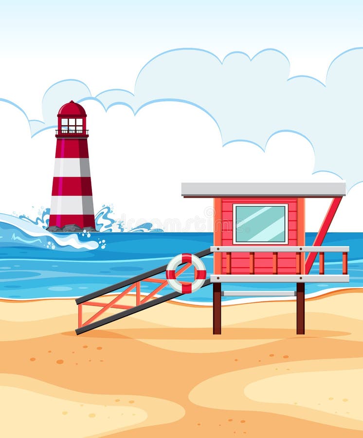 Lifeguard House at the Beach Stock Vector - Illustration of beach ...