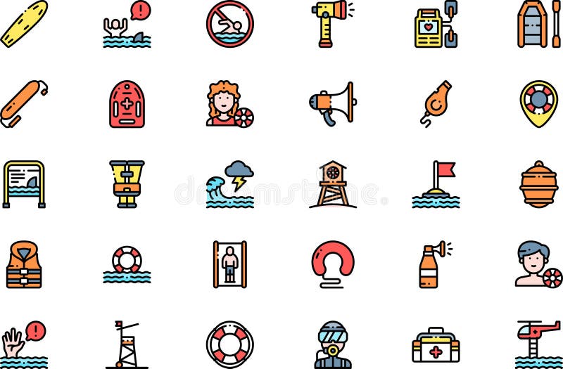 Lifeguard Icons Collection is a Vector Illustration with Editable ...