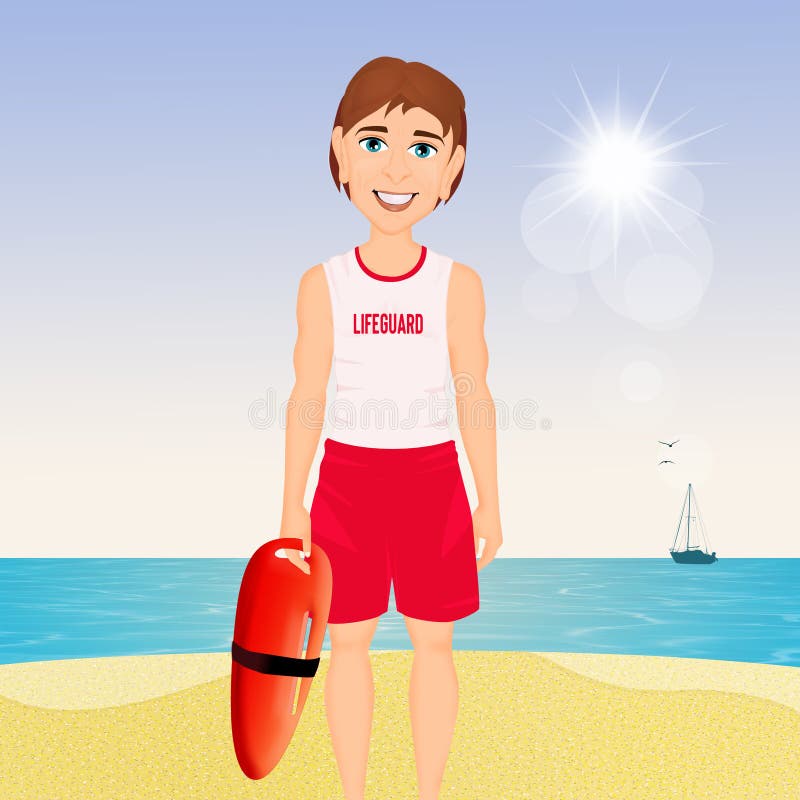 Lifeguard man illustration stock illustration. Illustration of buoy ...