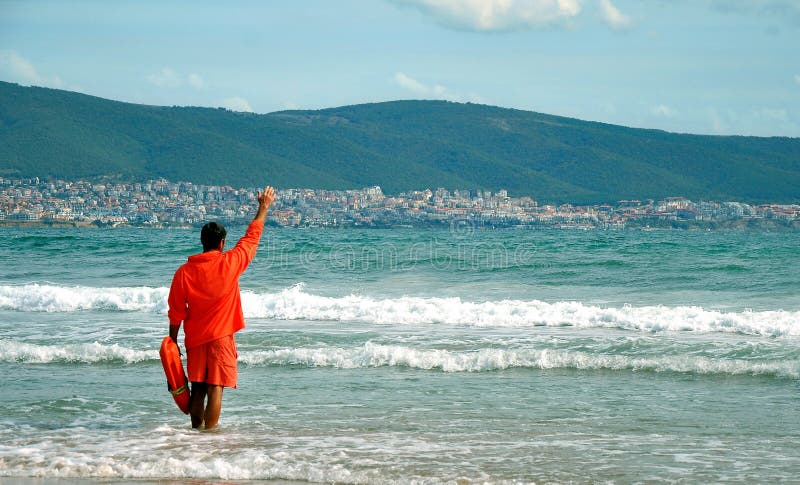 Lifeguard on sea beach stock image. Image of beach, summer - 110185389