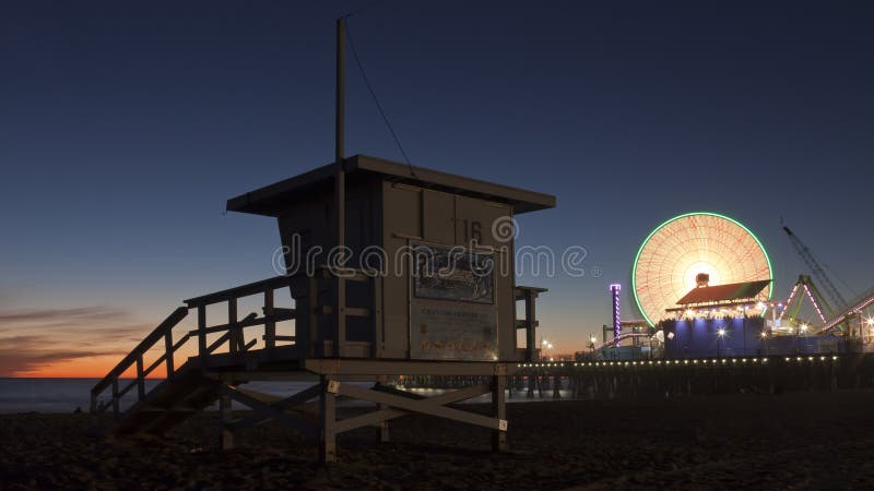 Lifeguard Shack 3 editorial image. Image of santa, sunset - 35689170