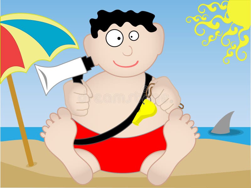 Beach lifeguard cartoon stock vector. Illustration of male - 27092393