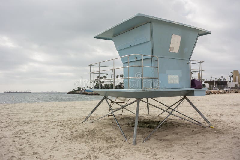 Lifeguard Stand in Long Beach Horizontal Stock Photo - Image of long ...