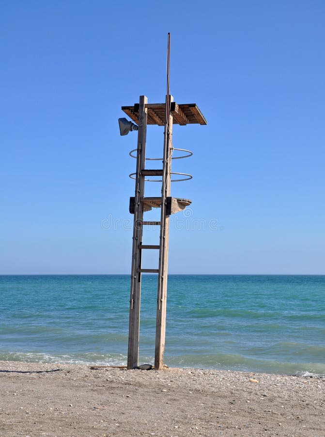 Lifeguard Stand on Mediterranean Beach Stock Photo - Image of beach ...