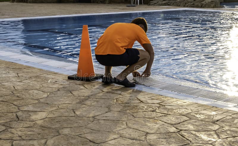 Lifeguard in a Swimming Pool Stock Image - Image of class, emergency ...