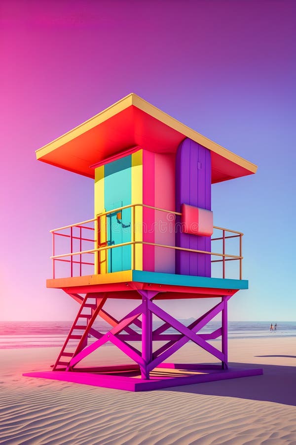 Lifeguard Tower on the Beach. 3D Illustration. Render Stock ...