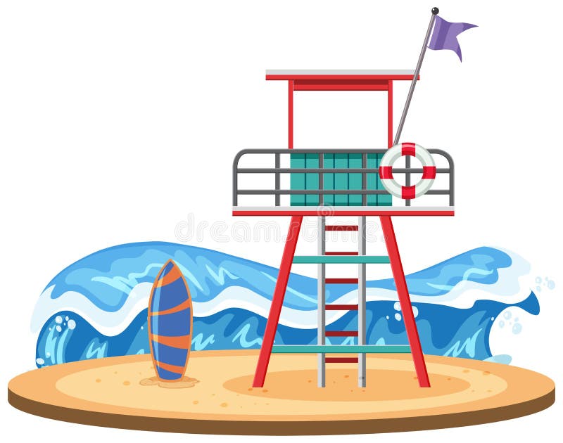 Lifeguard Tower Beach Drawing Stock Illustrations – 120 Lifeguard Tower ...