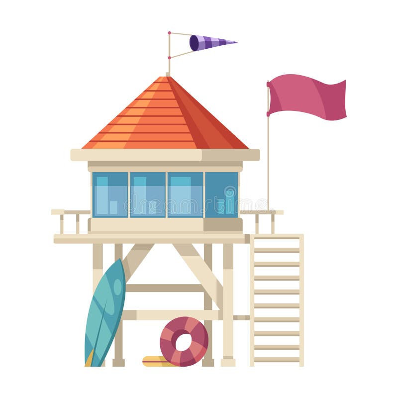 Lifeguard Tower on the Beach Drawing Stock Vector - Illustration of ...