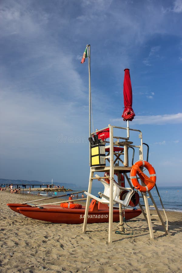 Lifeguard tower lateral stock image. Image of control - 25625055