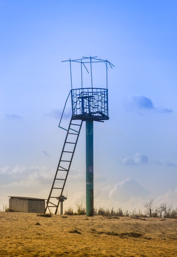 Lifeguard Tower on the Sea Beach Stock Photo - Image of metal, sand ...