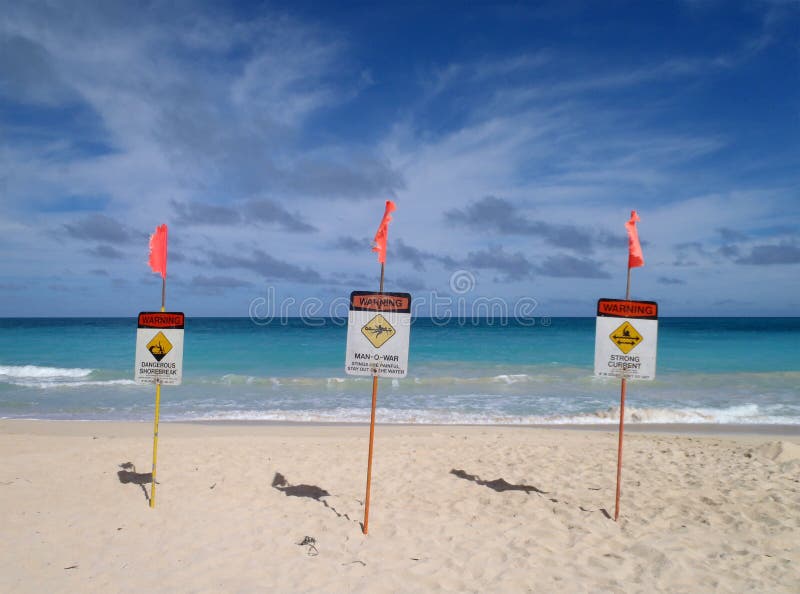 Lifeguard Warnings Signs Place in Sand on Beach Editorial Photography ...