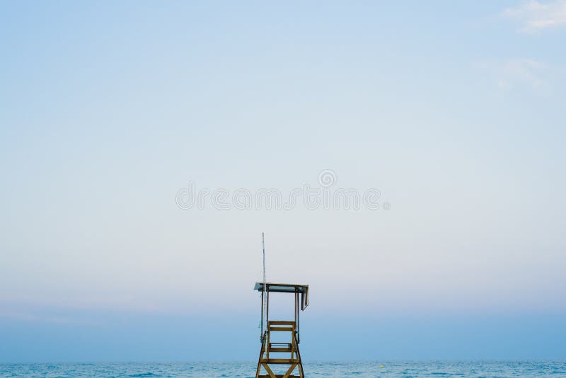 Lifeguard Watchtower on the Beach at Sunset Stock Image - Image of ...