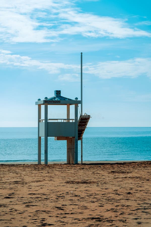 Lifeguard Watchtower in Sandy Beach Stock Photo - Image of island ...