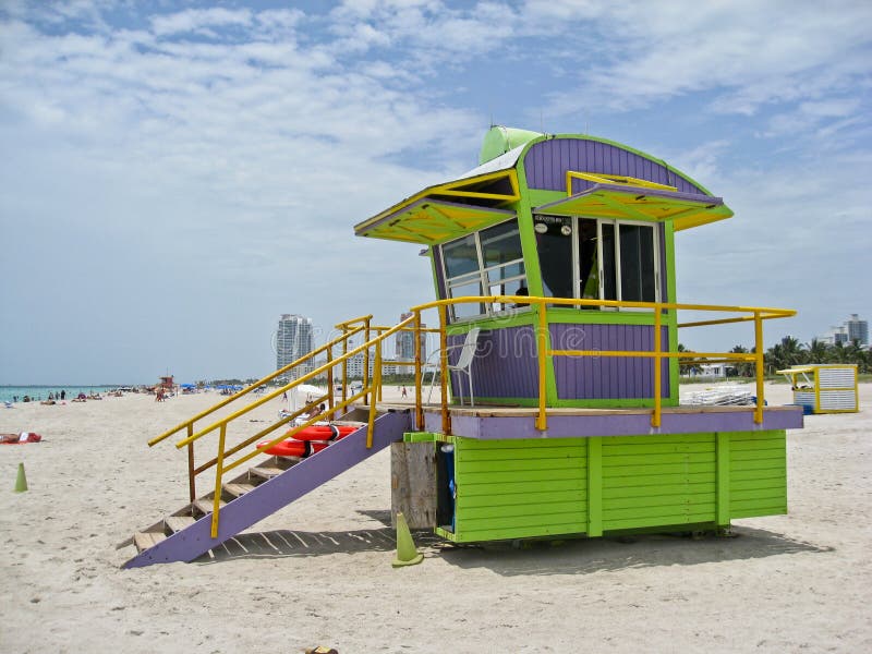 Lifeguard Wood House in Miami Beach Editorial Photography - Image of ...