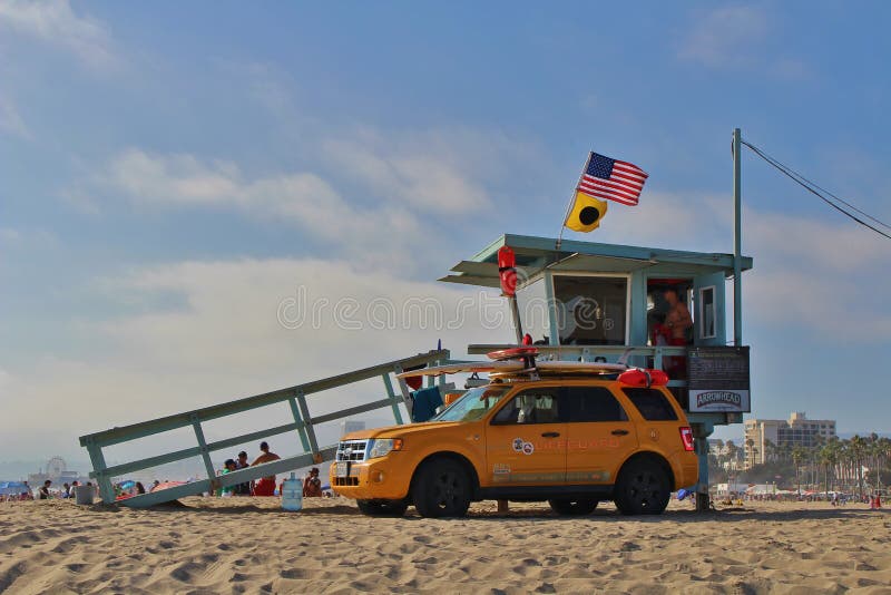 Lifeguards at Santa Monica Beach Editorial Image - Image of bodyguard ...