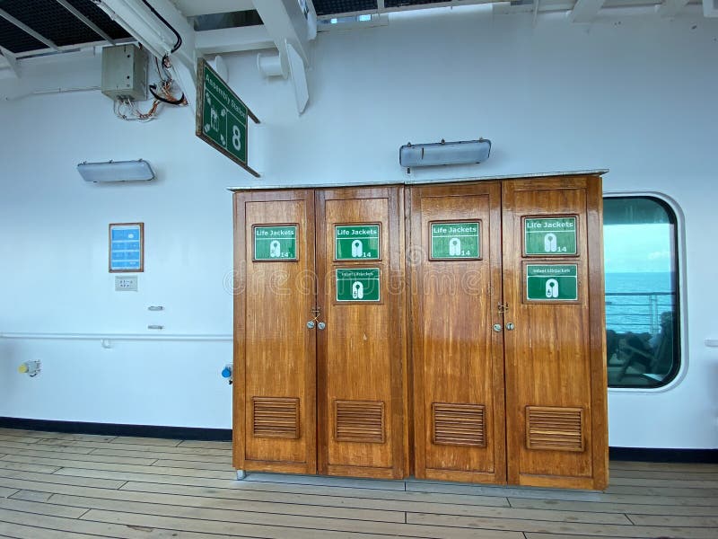 The Lifejacket Locker on a Cruise Ship Where Lifejackets are Available ...