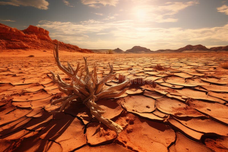 A Lifeless Desert Under a Harsh Sun Stock Photo - Image of generated ...