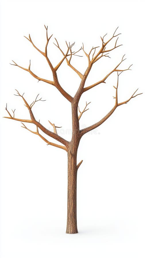 Lifeless Tree with Bare Branches Isolated on White Background Stock ...