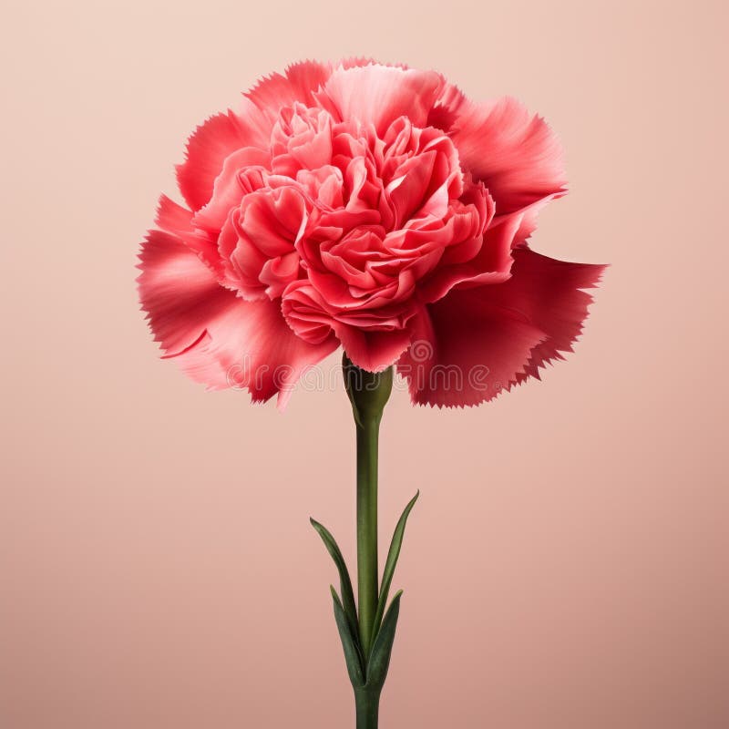 Lifelike Carnation Flower in Soft Pink Color on Solid Background Stock ...