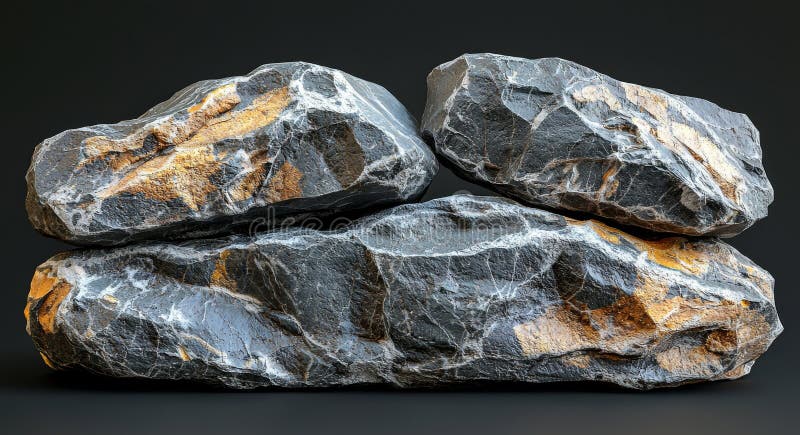 A Lifelike 3D Array of Big Rock Stones Set Against a White Background ...