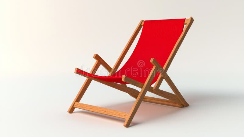 A Lifelike 3D Rendering of a Collapsible Red Beach Chair with an ...