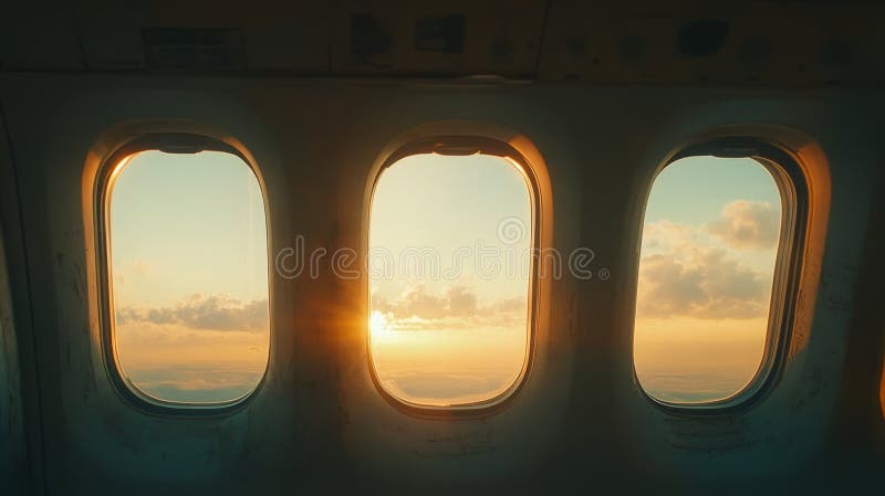 A Lifelike Illustration of a Plane Window in Flight, Displaying the ...