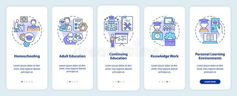 Lifelong Learning Contexts Onboarding Mobile App Screen Stock Vector ...